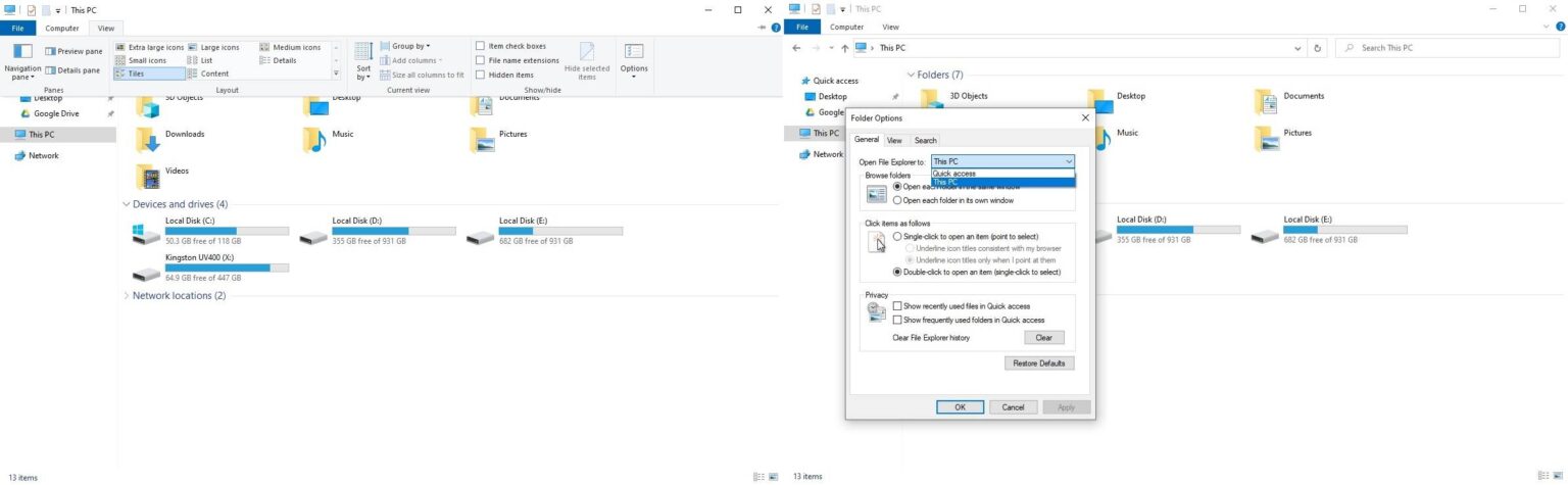 How to Make File Explorer Open “This PC” by Default in Windows 10 ...